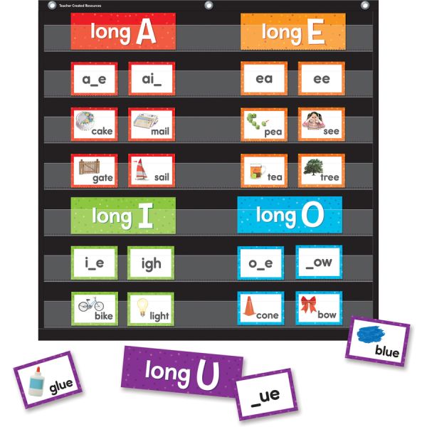 Teacher Created Resources Long Vowels Pocket Chart Cards Skill Learnin ...